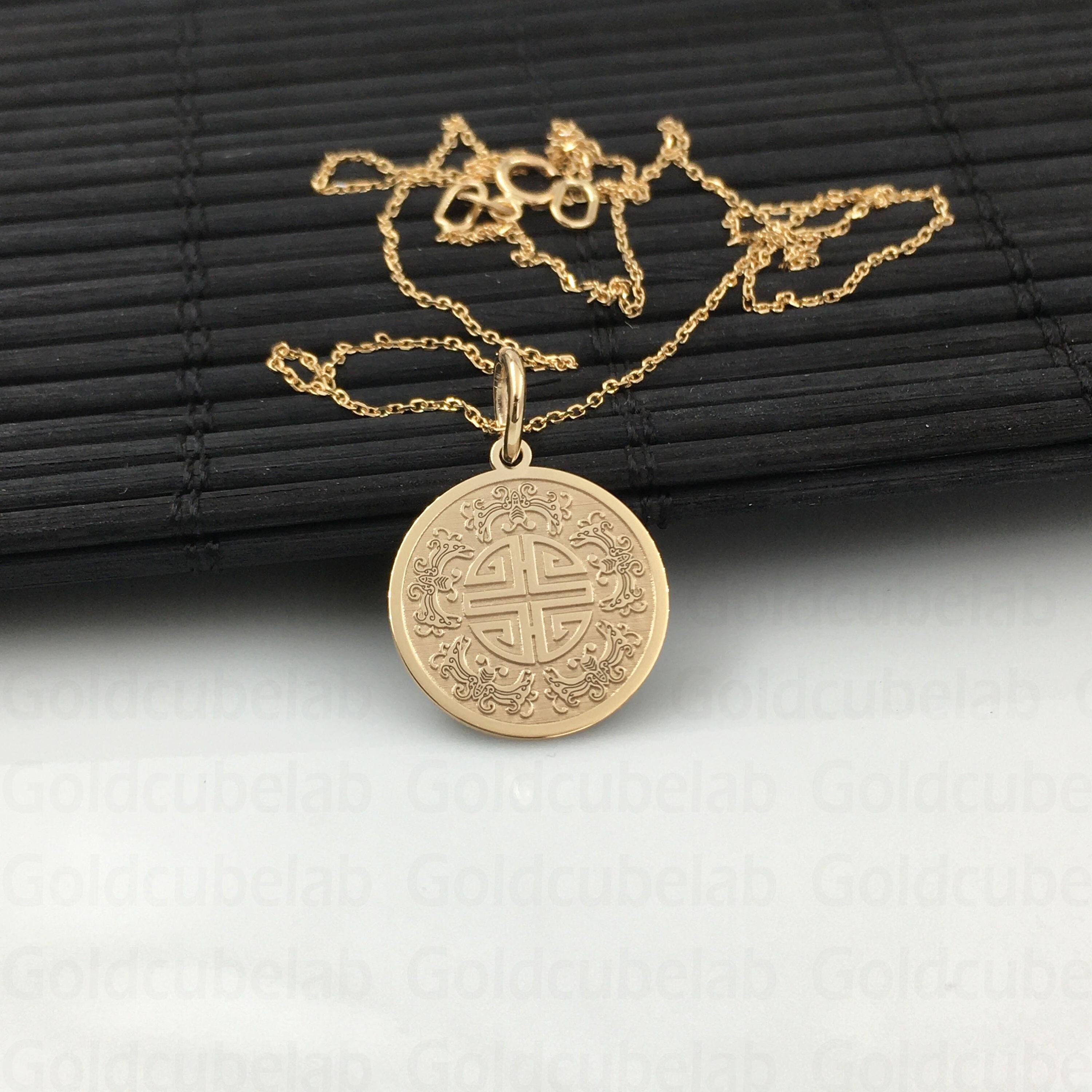 Real 14k Solid Gold Five Bats Necklace, Personalized Pendant, Good Luck ...