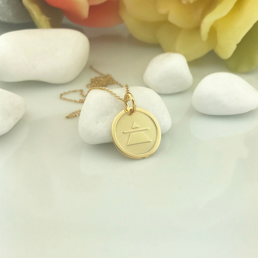 Real 14k Solid Gold Air Element Necklace, Personalized Gold Air Element ...