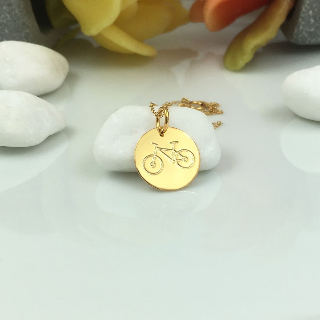 Real 14k Solid Gold Bicycle Necklace, Personalized Bicycle Pendant, Old ...