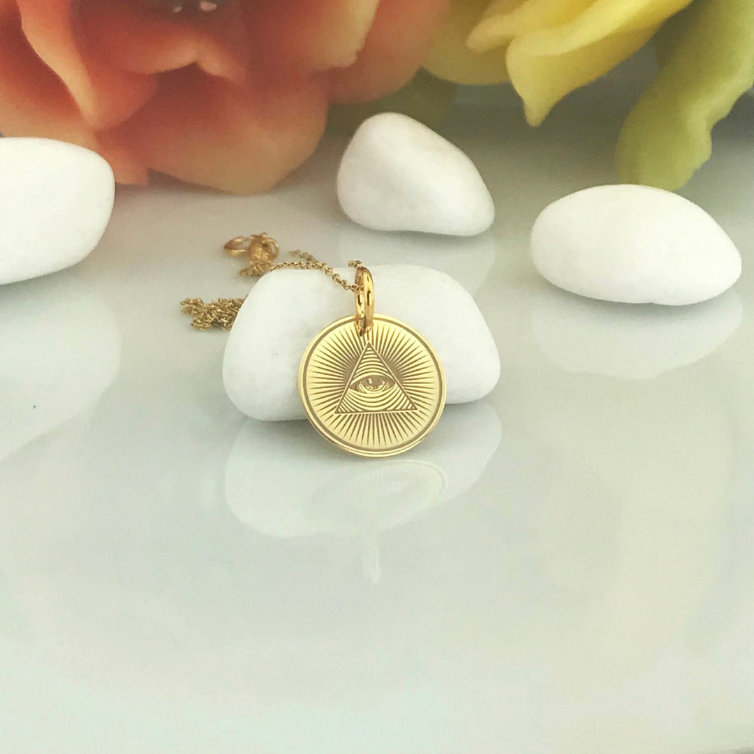 Real 14k Solid Gold Eye of God Necklace, Personalized Eye of God ...