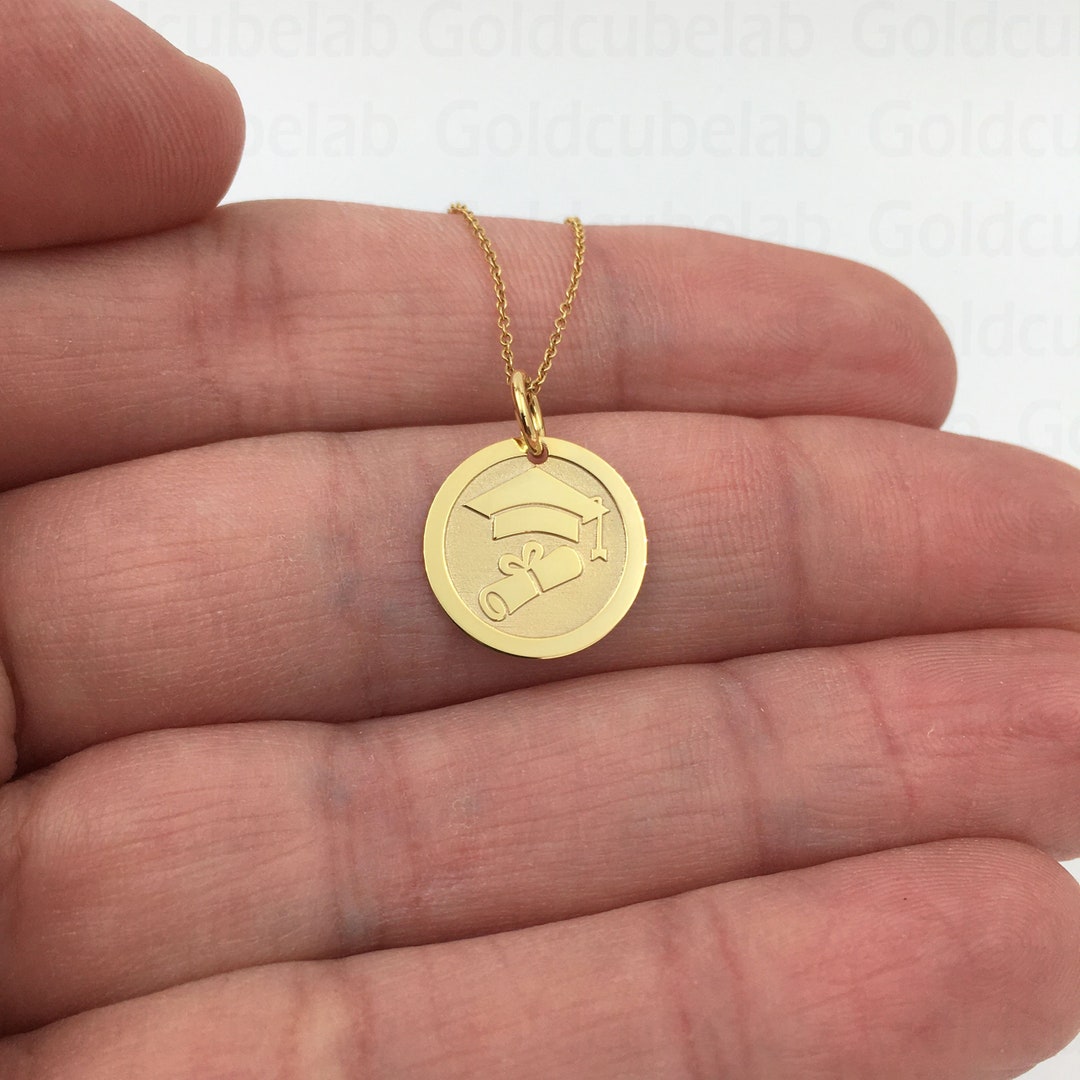Real 14k Solid Gold Graduation Necklace, Personalized Graduation ...