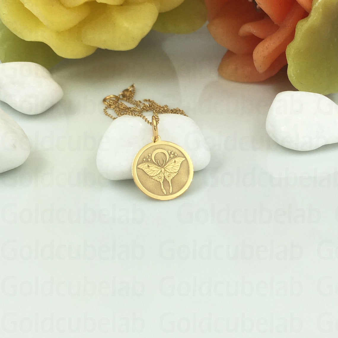 Real 14k Solid Gold Moth Necklace Personalized Moth Pendant - Etsy