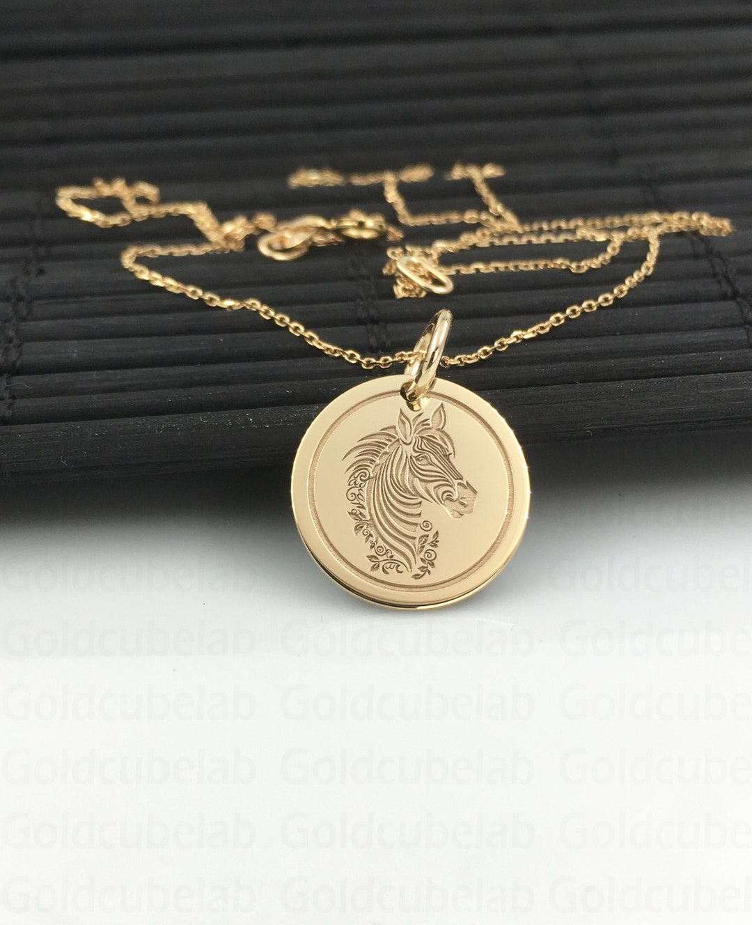 Real 14k Solid Gold Zebra Necklace, Personalized Horse Pendant, Animal ...