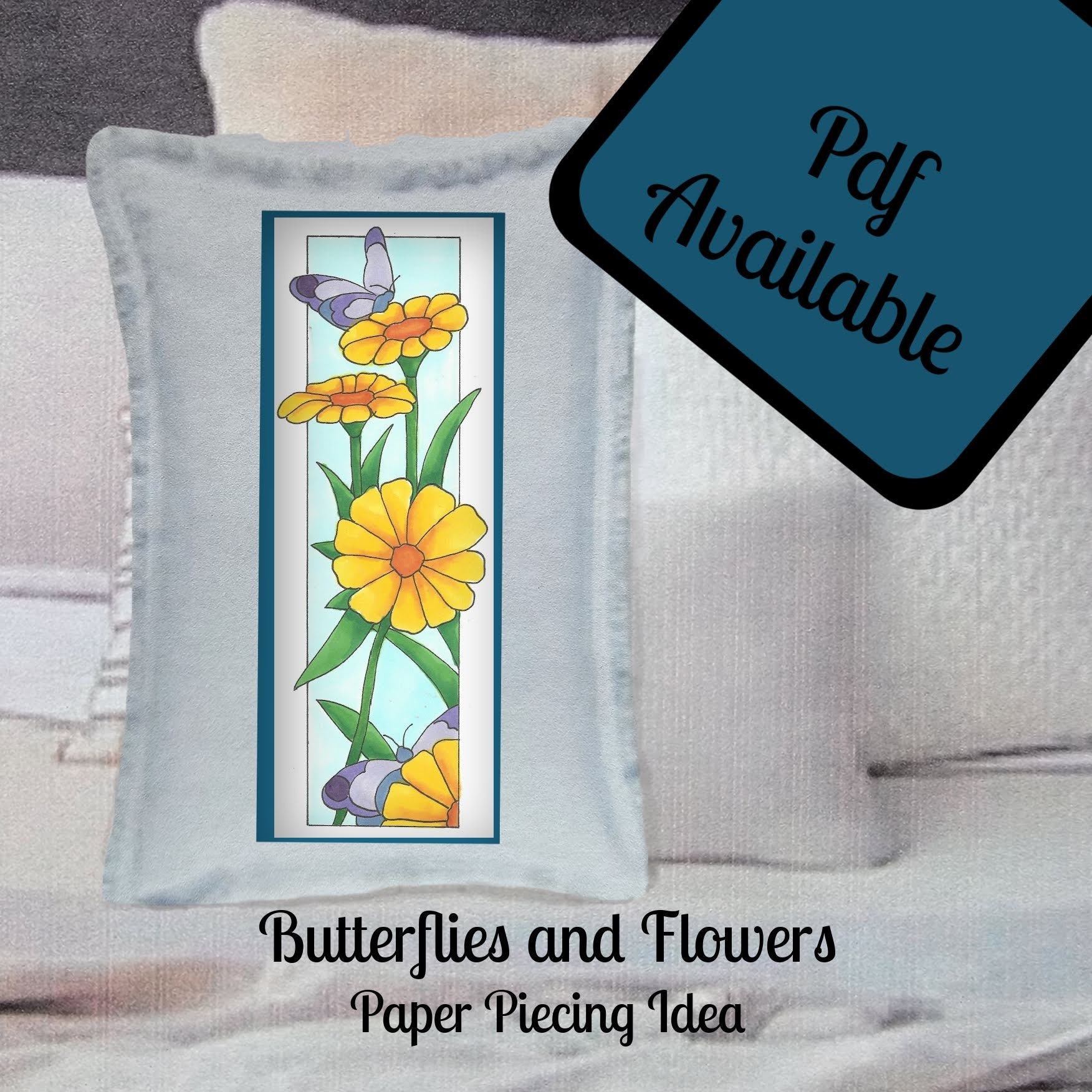 Butterfly and Flower Art, PDF PATTERN, Paper Piecing, Applique ...