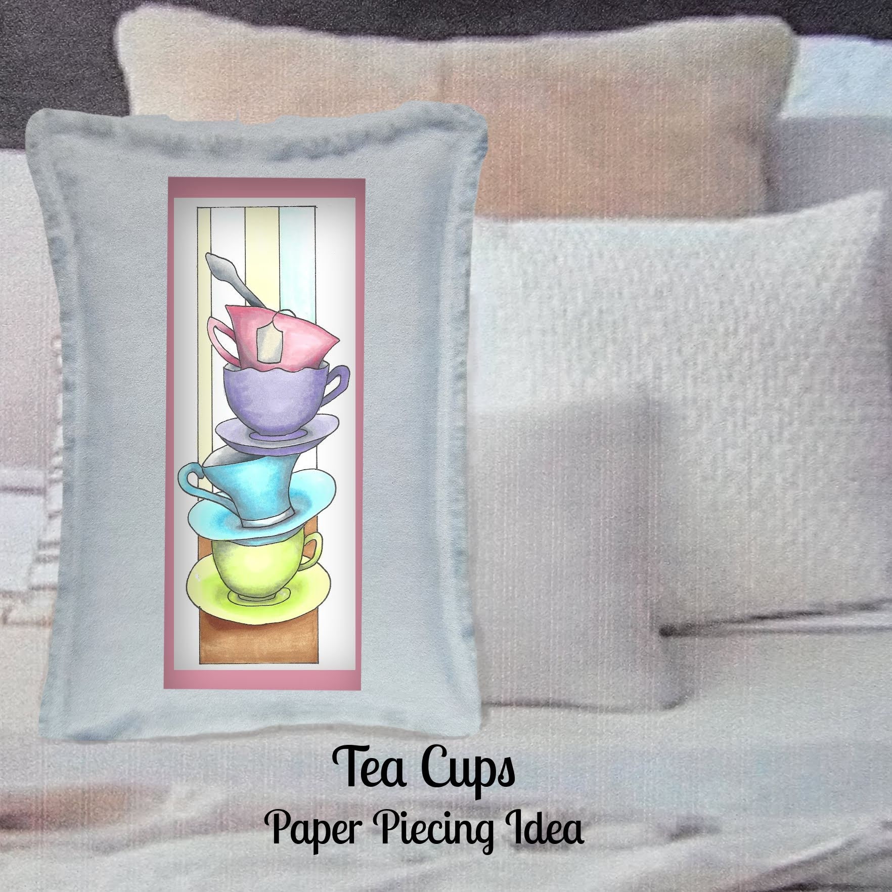 Tea Cup Art, Paper Piecing, Applique, PDF PATTERN, Tea Cup Gift Art ...