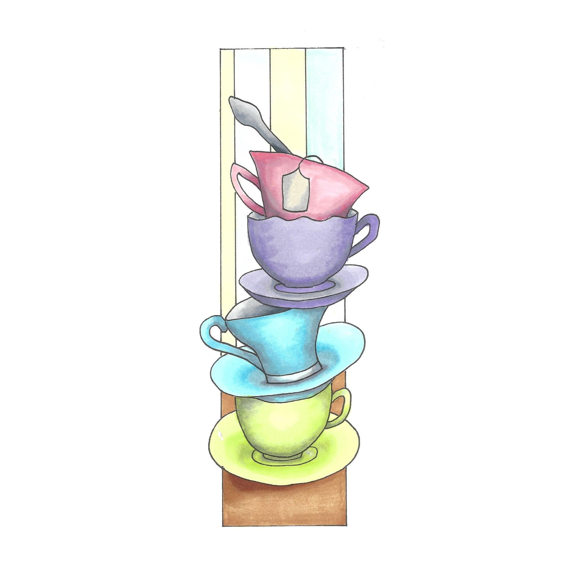 Tea Cup Art, Paper Piecing, Applique, PDF PATTERN, Tea Cup Gift Art ...