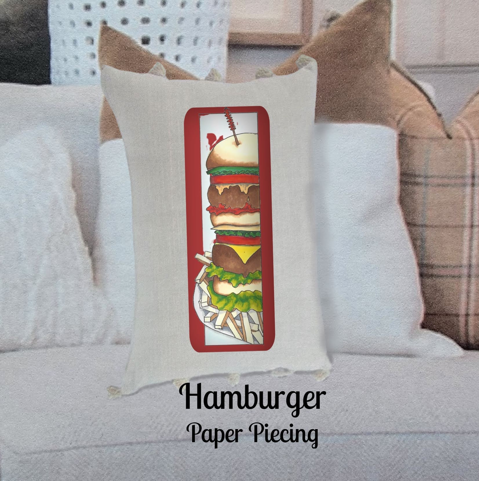 Hamburger Art ,punch Needle Embroidery, PDF PATTERN, Hamburger Decor ...