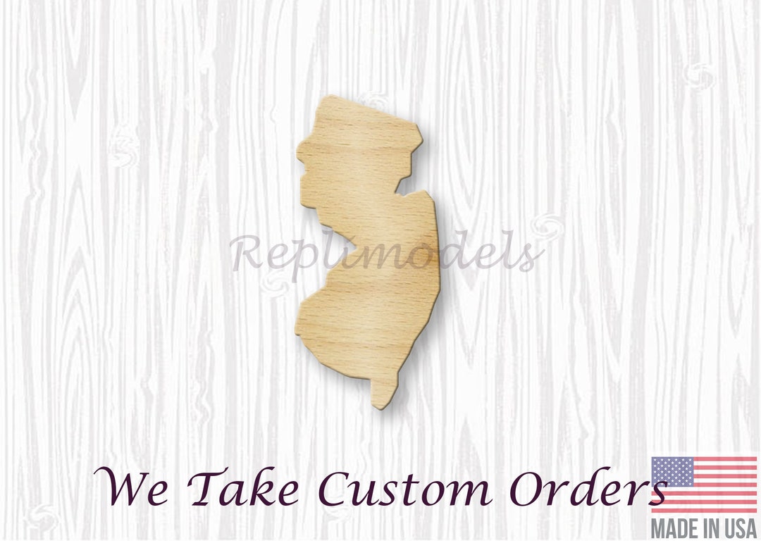 New Jersey NJ State Borders Territory Shape Wood Cutout Various Sizes ...