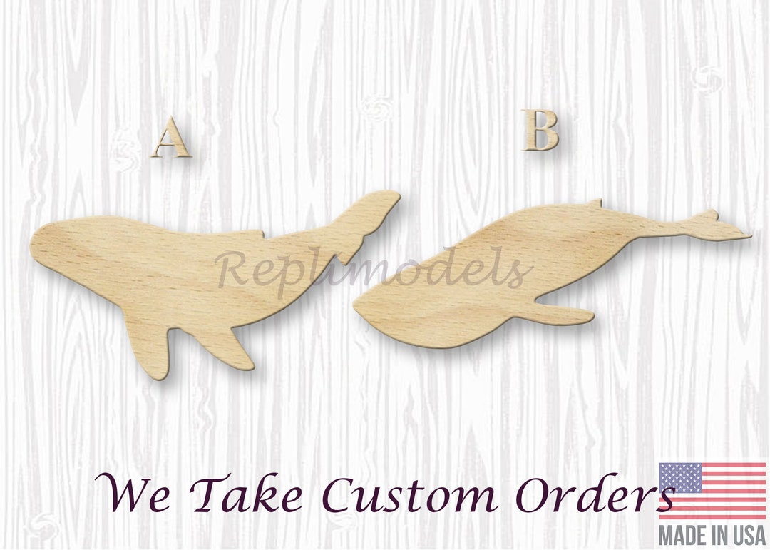 Sea Creatures Gray Whale Shape Wood Engraved Cutout Various Sizes for ...