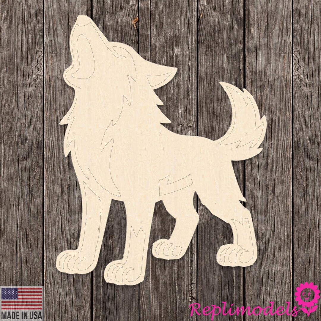 Alpha Wolf Howling Design Cut Shape Cut Wood Engraved Cutout Various ...