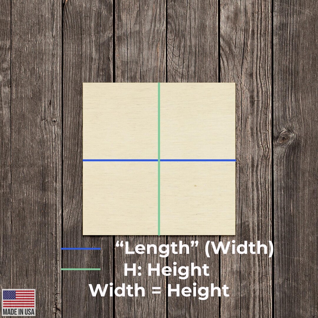 Custom Size (precise) Square Shape Wood Cutout Various Sizes for DIY ...