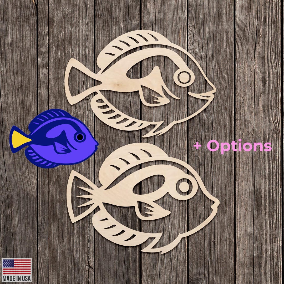 Blue Tang Fish Shape and Dory Style | Optional Overlay Design Tropical ...