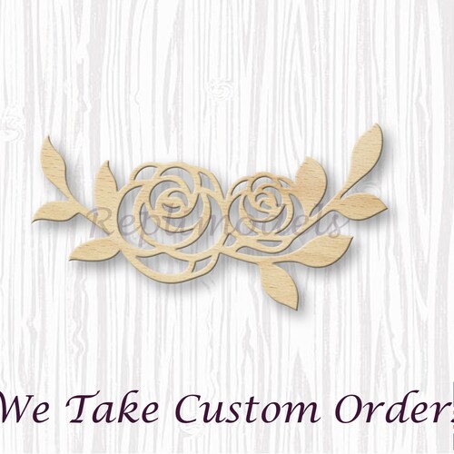 Rose Flower Garden Outline Stylized Plant Wood Cutout Shape - Etsy
