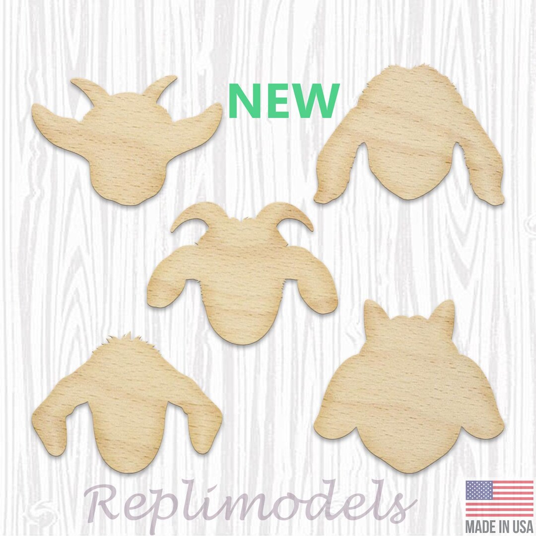 Young Boer Goat Head Various Shapes Wood Engraved Cutout Various Sizes for DIY (unfinished Wood ...