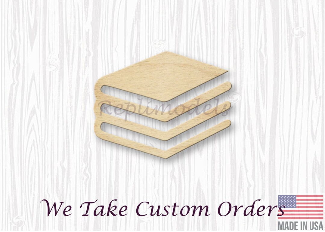 Book Stack Outline Shape Wood Cutout Various Sizes for DIY - Etsy