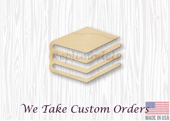Book Stack Outline Shape Wood Cutout Various Sizes for DIY - Etsy