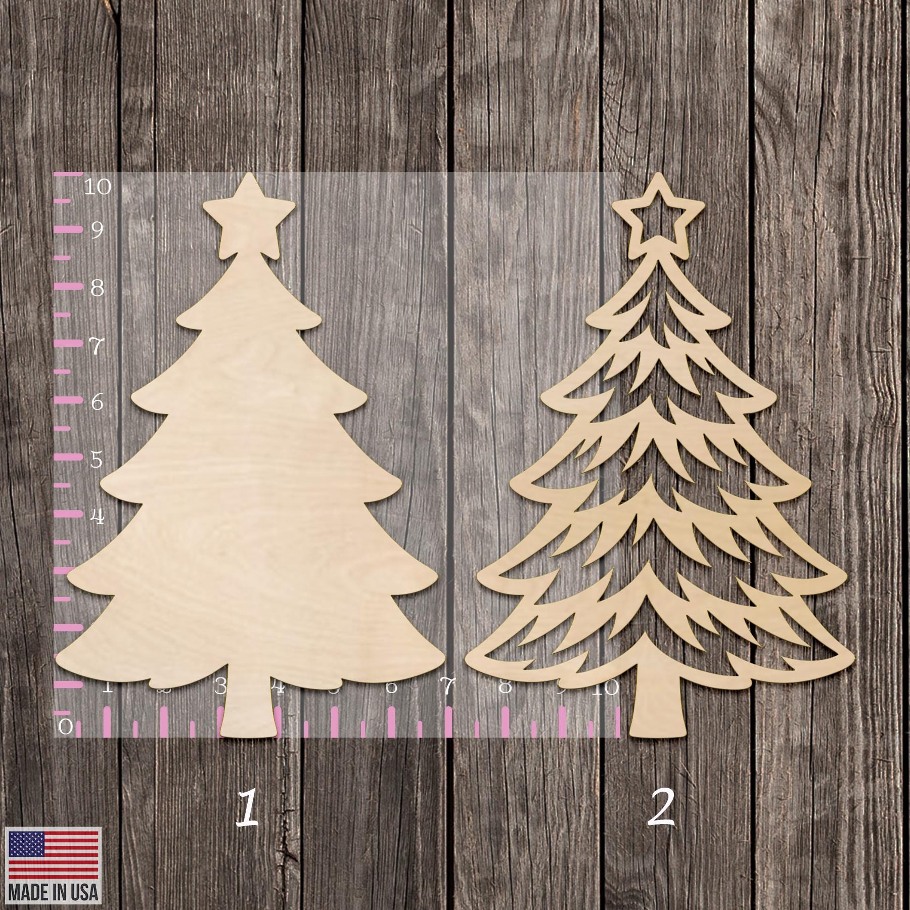Snowy Christmas Tree Optional Overlay Design Cut Wood Laser Cutout ...