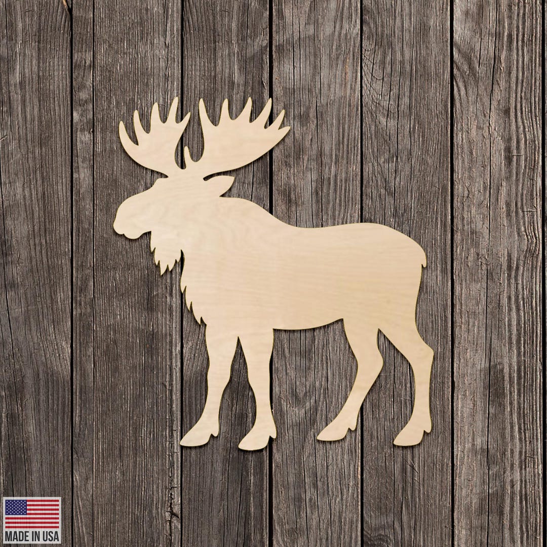 Moose Design Cut Decor Woodland Forest Life Wall Art Shape Wood Cutout ...