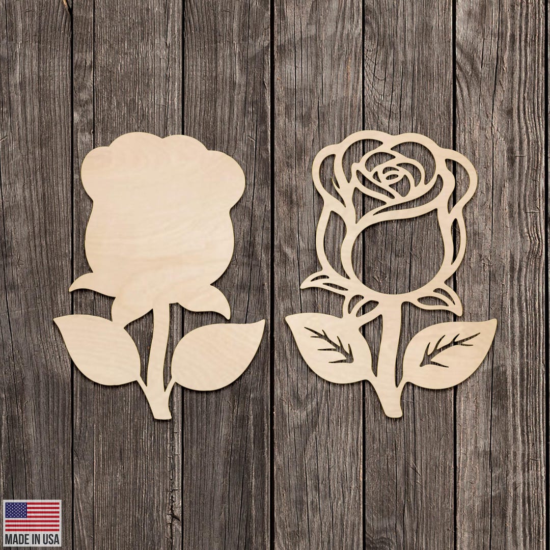 Rose Wood Cutout – Unfinished Floral Craft Shape With Elegant Petal ...