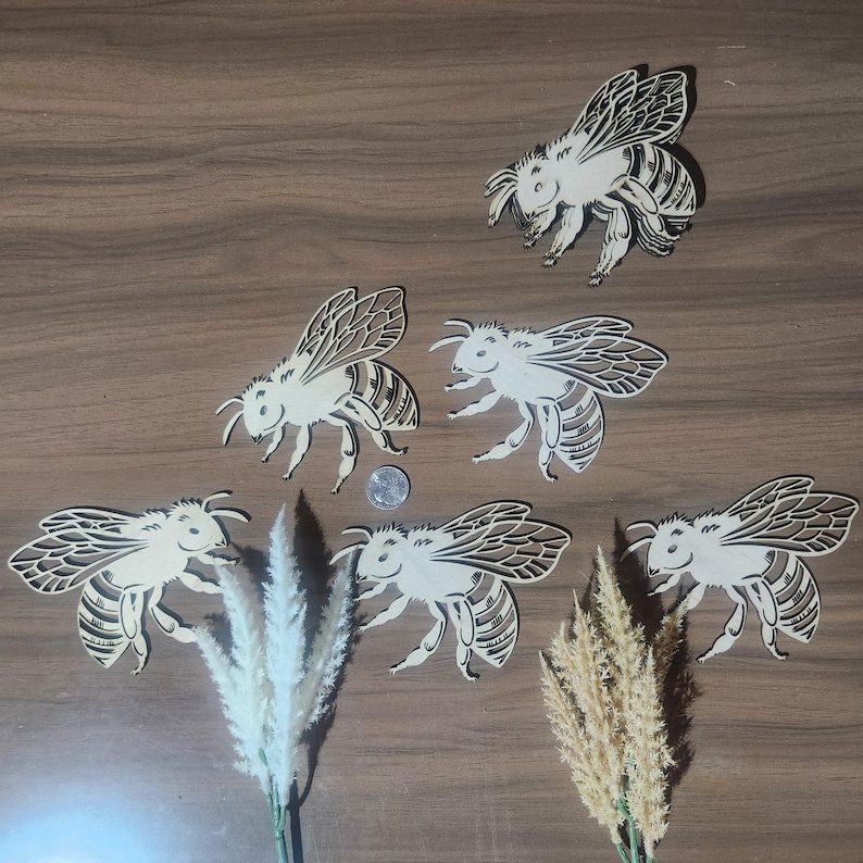 Honey Bee Design Shape Wall Decor Art Wood Engraved Cutout Various ...
