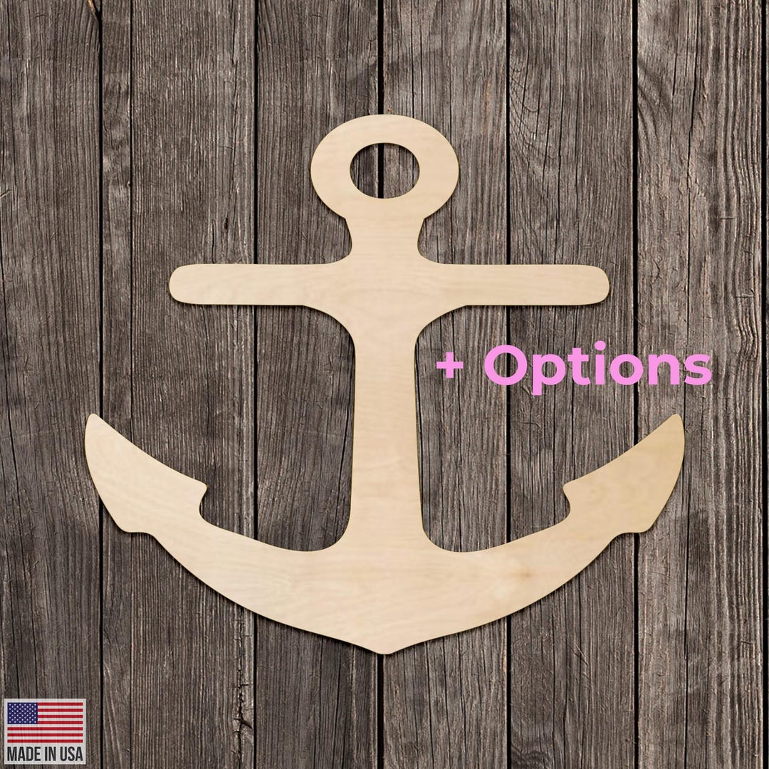 Anchor Shape Wood Cutout Various Sizes for DIY (unfinished Wood ...
