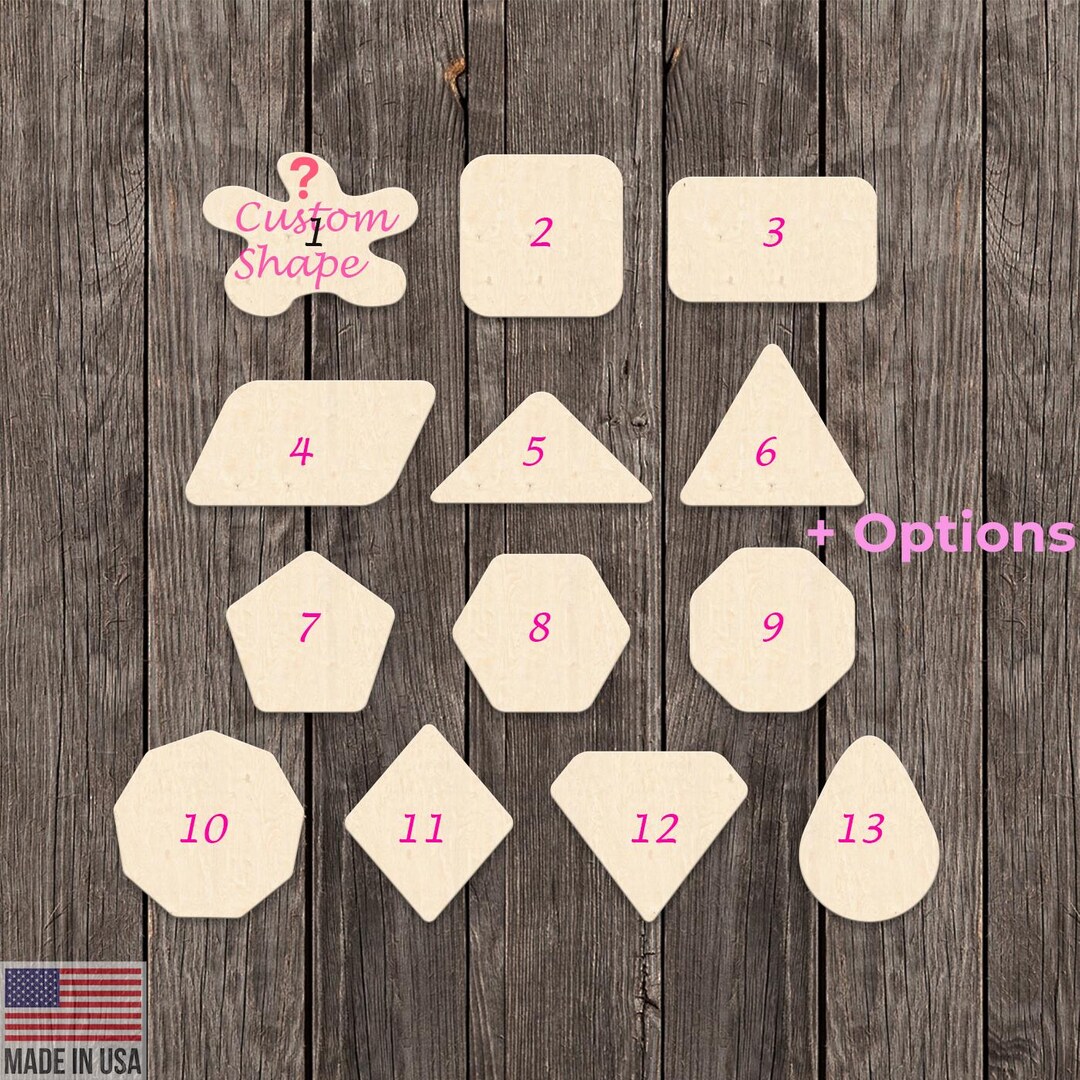 Rounded Corners Geometric Shape Blank Wood Cutout Various Sizes for DIY ...