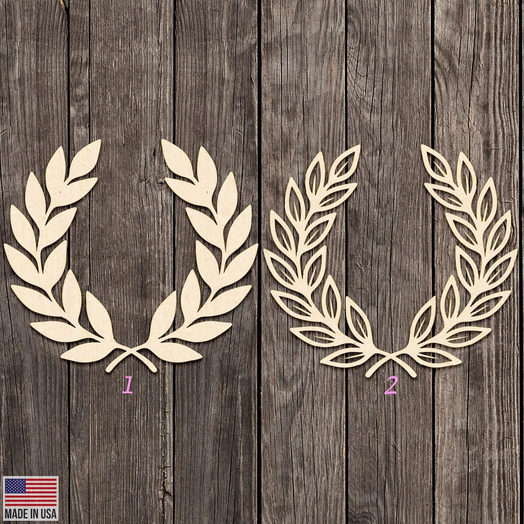 Laurel Leaf Wreath Design – Intricate Wooden Cutout for Wall Art & DIY ...