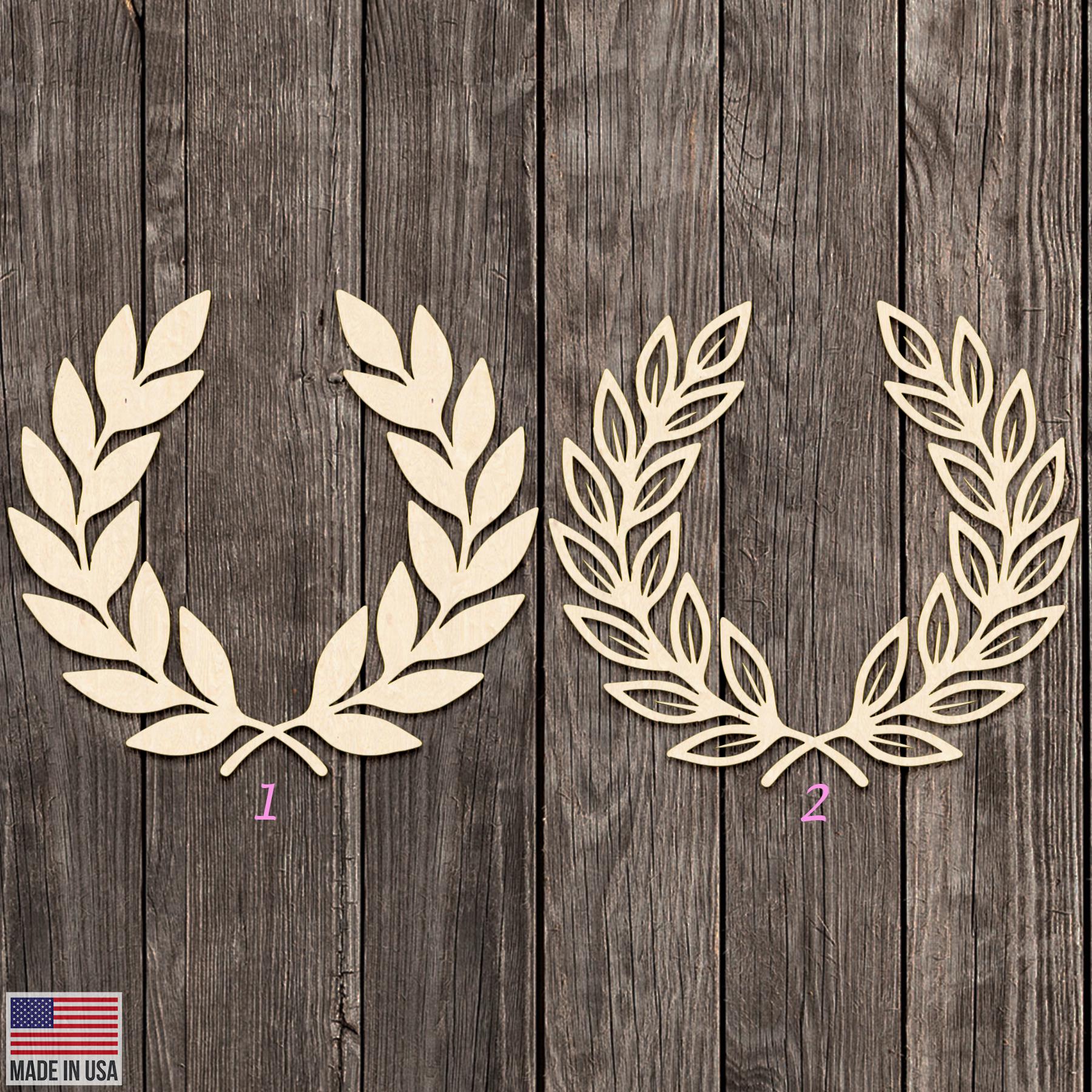Laurel Leaf Wreath Design – Intricate Wooden Cutout for Wall Art & DIY ...