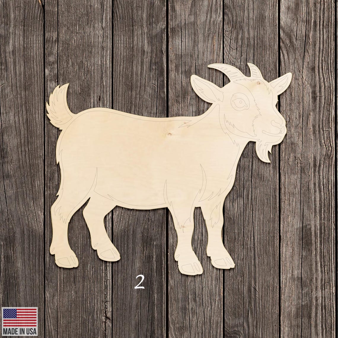 Pygmy Goat Design Shape Cut Wood Engraved Cutout Various Sizes for DIY ...