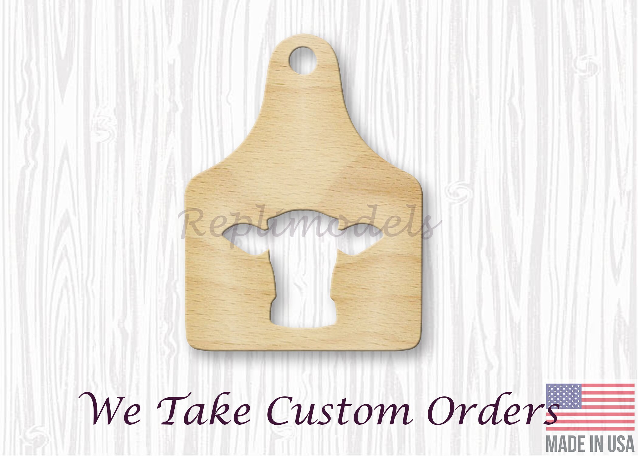 Farm Cow Ear Tag Cattle Tag With Cow Head Shape Cutout Hole Wood ...