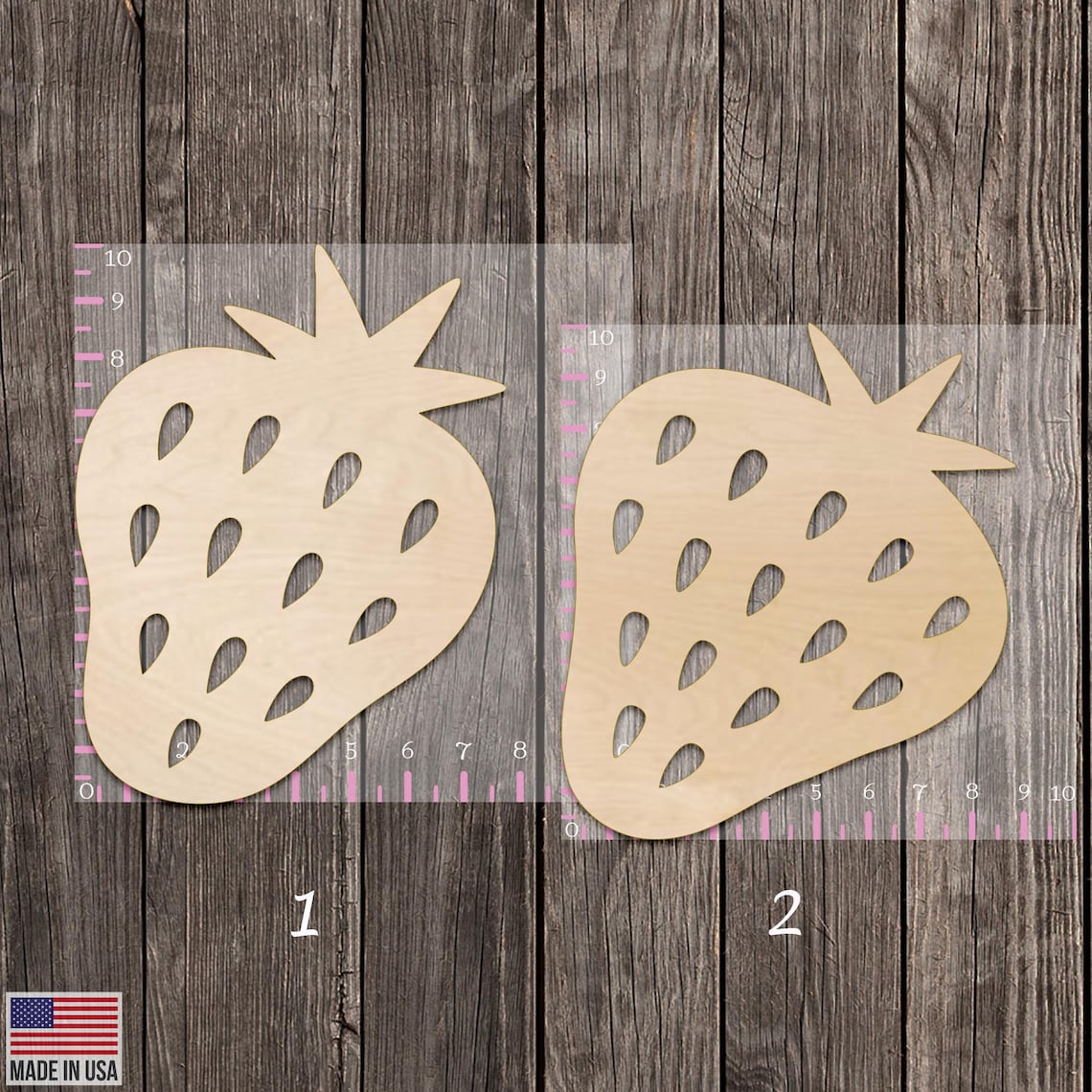 Strawberry Design Shape Cut Wood Cutout Various Sizes for DIY ...
