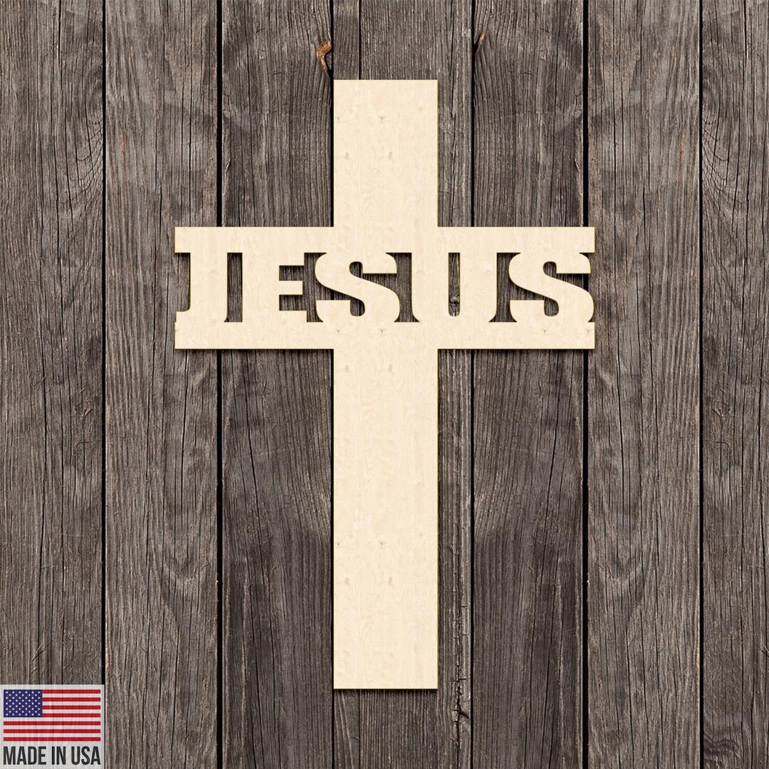 Jesus Name on the Cross Wood Cutout Various Sizes for DIY (unfinished ...
