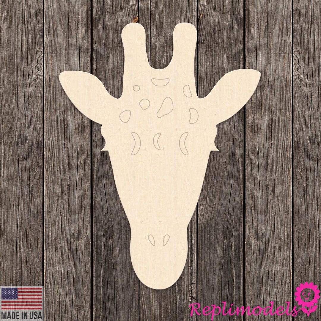 Giraffe Head Mount Shape Wood Engraved Cutout Various Sizes for DIY ...