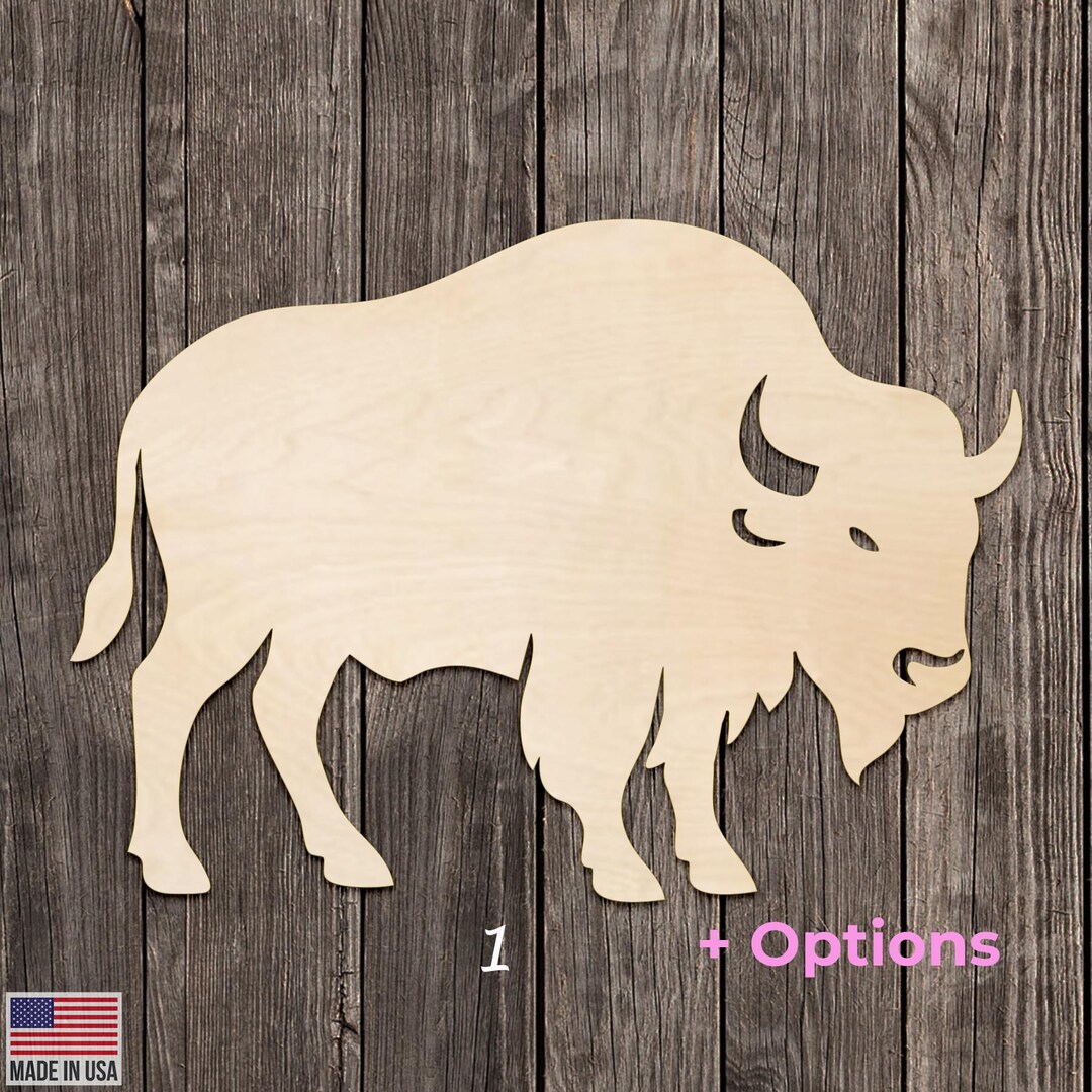 Buffalo Bison Shape Wood Cutout Various Sizes for DIY (unfinished Wood ...