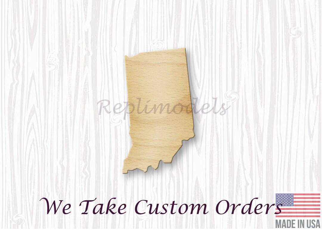 Indiana IN State Borders Territory Shape Wood Cutout Various Sizes for ...