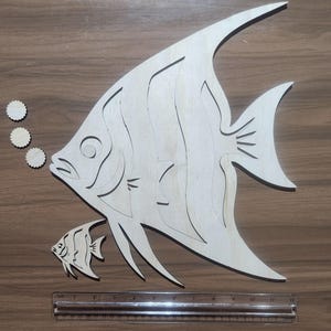 Angel Fish Shape Optional Overlay Design Tropical Wood Cutout Various ...