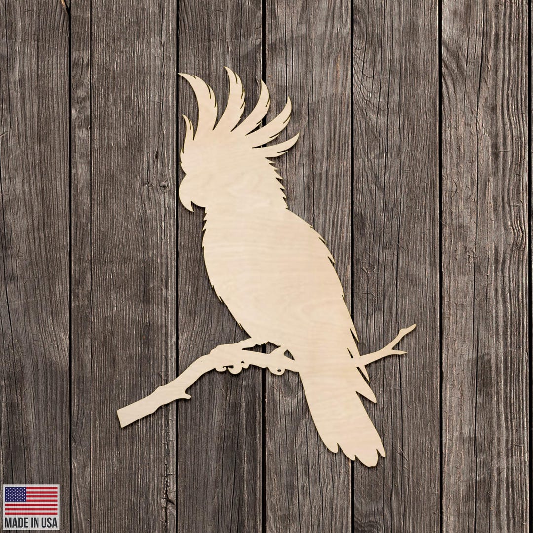 Cockatoo Parrot Bird Design Cut Decor Wall Art Shape Wood Cutout ...