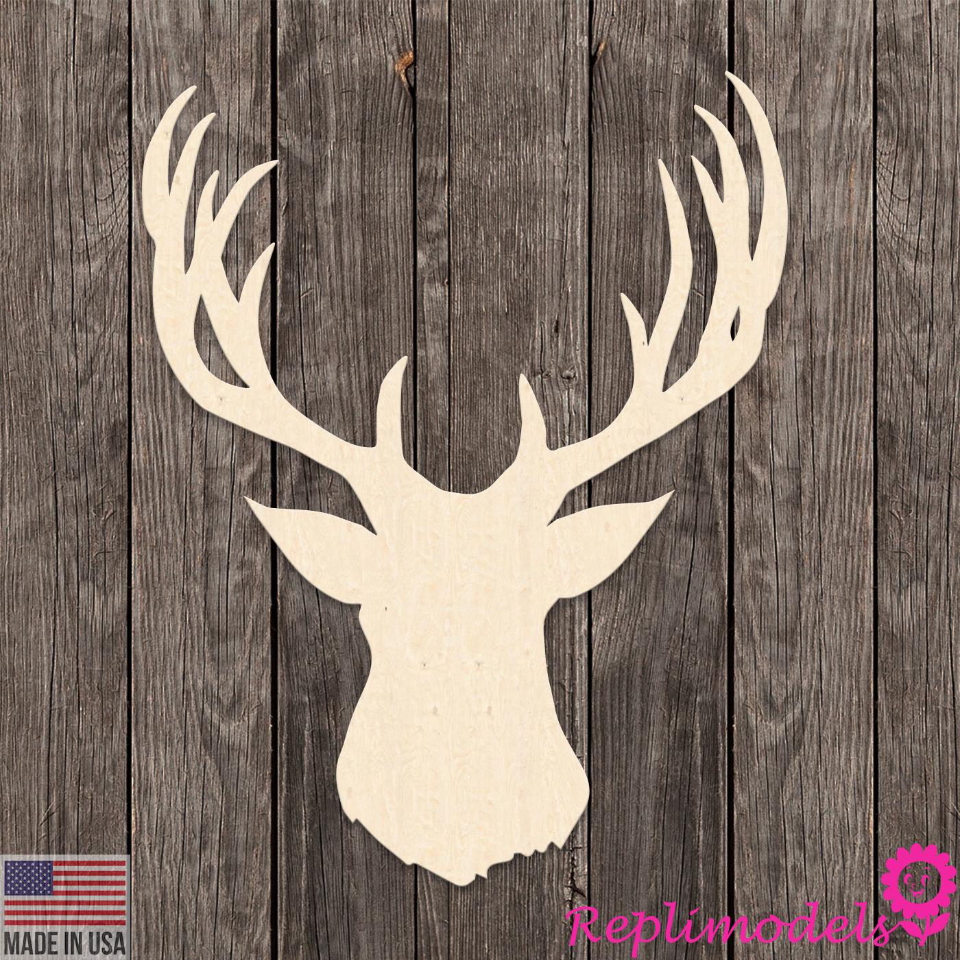 Elk Deer Buck Head Shape Wood Cutout Various Sizes for DIY (unfinished ...
