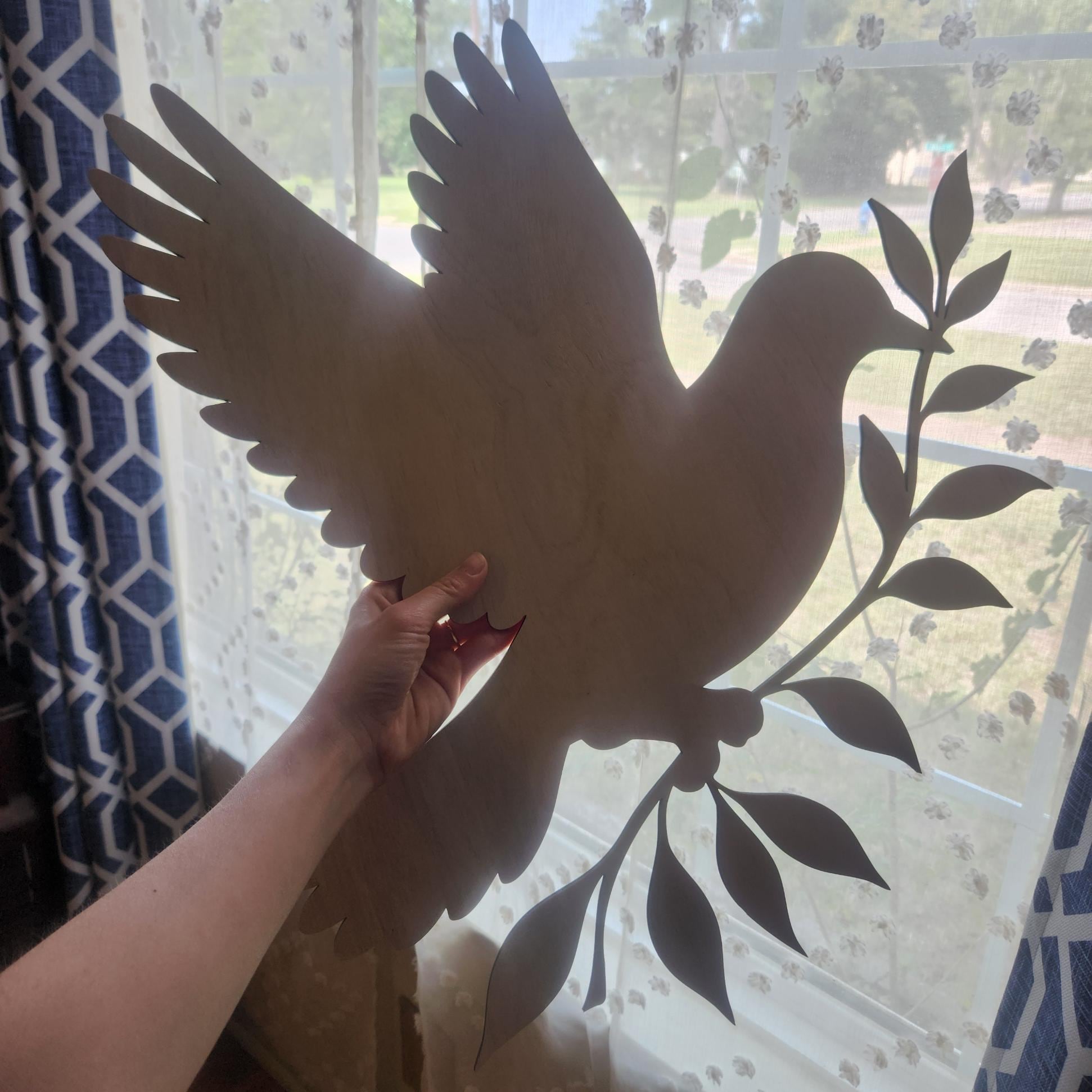 Dove With Olive Branch – Intricate Wooden Cutout for DIY Crafts ...