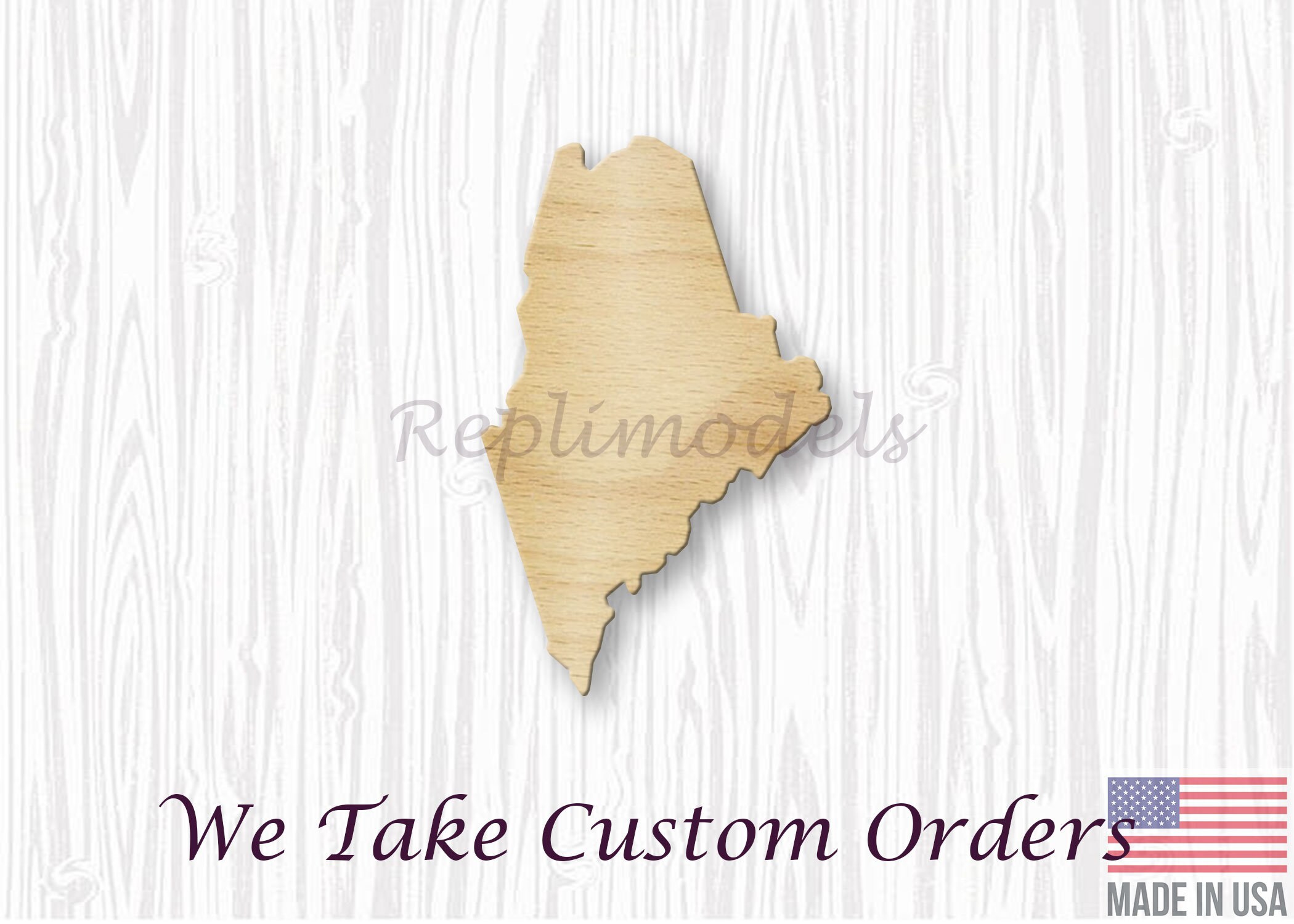 Maine ME State Borders Territory Shape Wood Cutout Various Sizes for ...