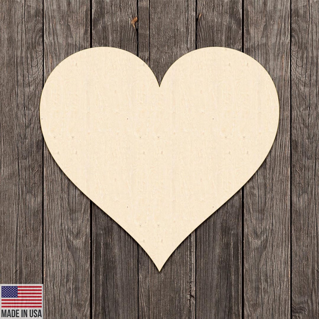 Solid Heart Shape Wood Cutout Various Sizes for DIY (unfinished Wood ...