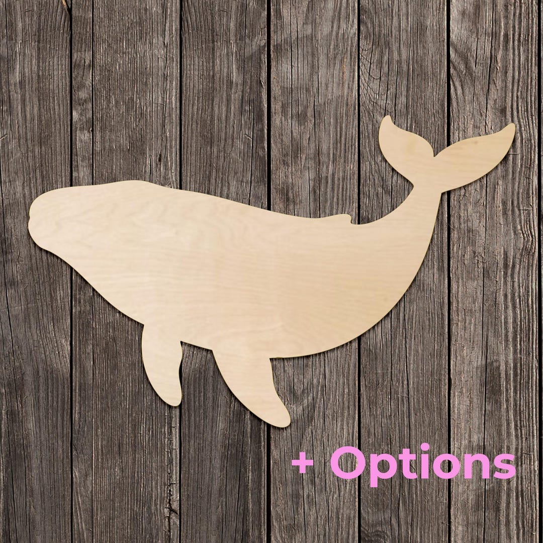 Sea Creatures Gray Whale Shape Wood Cutout Various Sizes for DIY ...