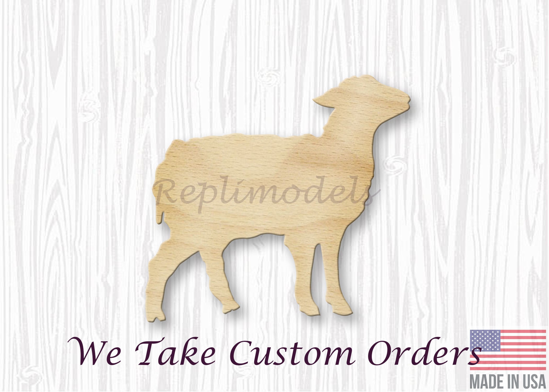 Lamb Sheep Shape Wood Engraved Cutout Various Sizes for DIY unfinished ...