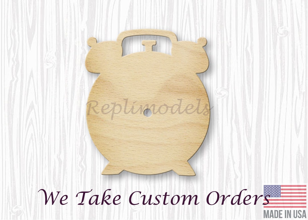 Alarm Clock Shape Wood Engraved Cutout Various Sizes for DIY unfinished ...