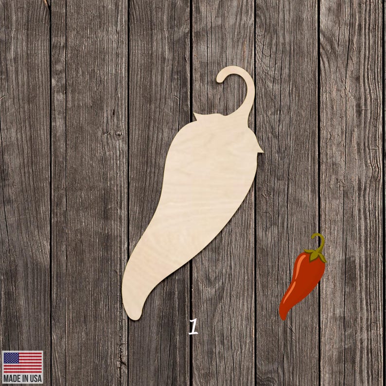 Hot Pepper Silhouette Wooden Cutout Shape for Decor & Crafts Cut ...
