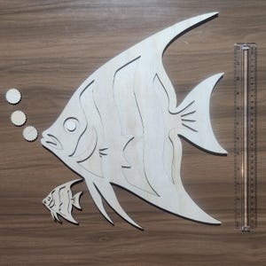 Angel Fish Shape Optional Overlay Design Tropical Wood Cutout Various ...