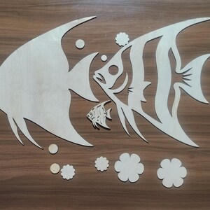 Angel Fish Shape Optional Overlay Design Tropical Wood Cutout Various ...