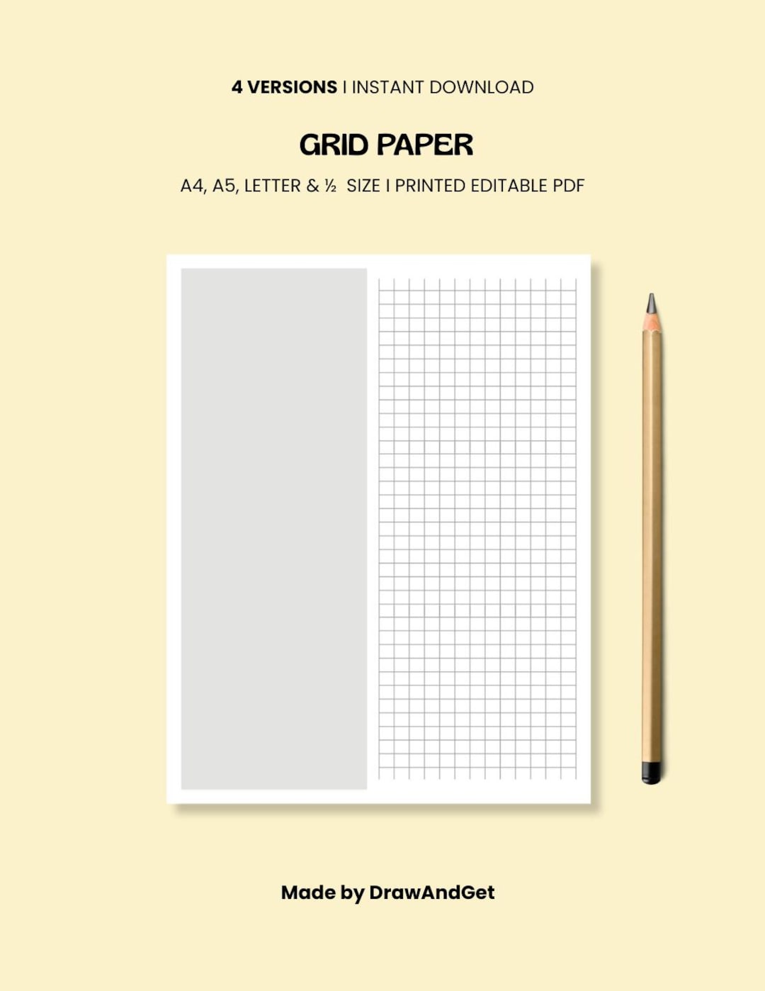 Printable Grid Paper, A4/a5/letter/half Size, Instant Download PDF - Etsy