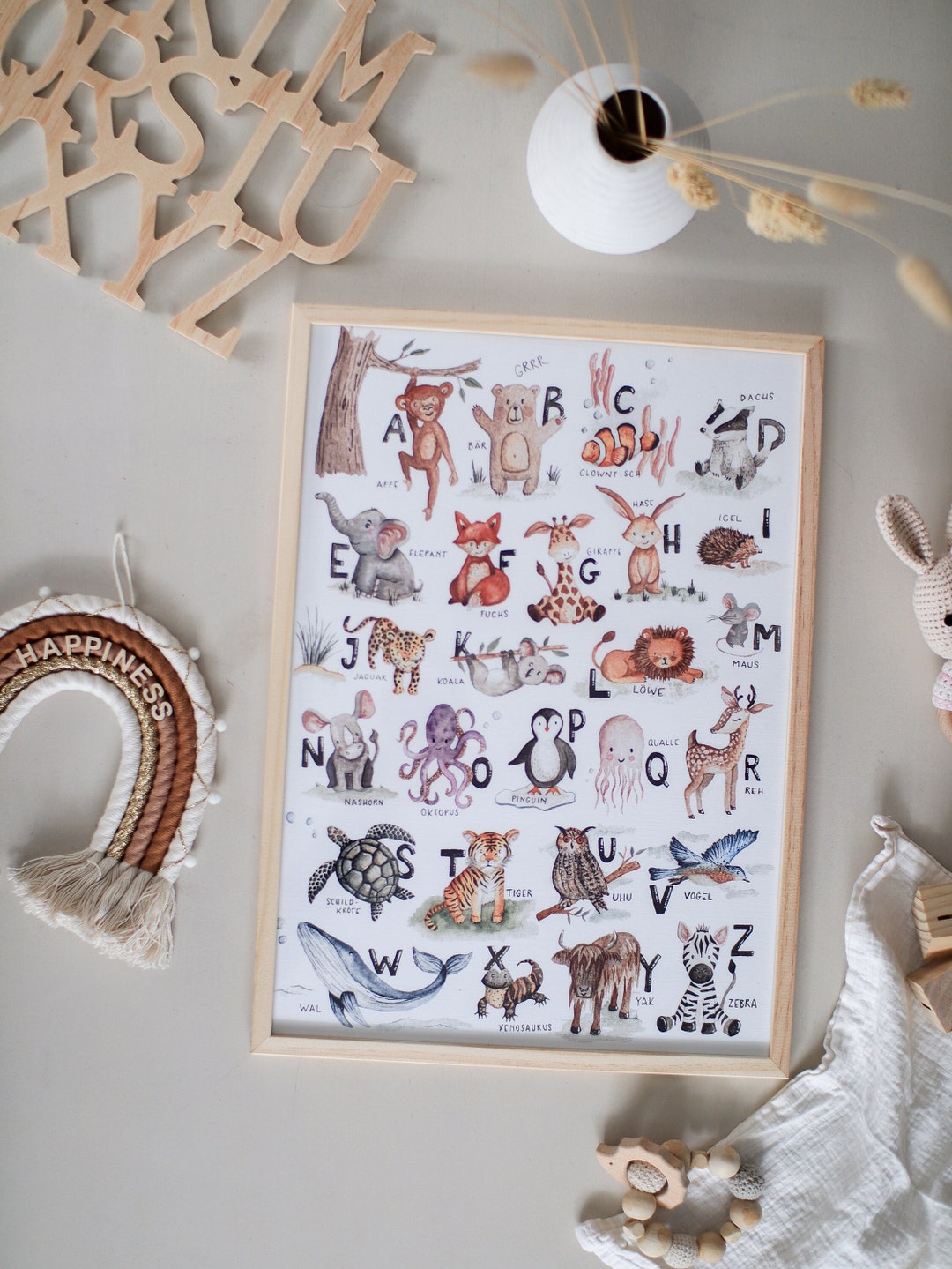 Perfect for School Enrollment: Alphabet Animal Poster ABC A-Z Din A3 ...