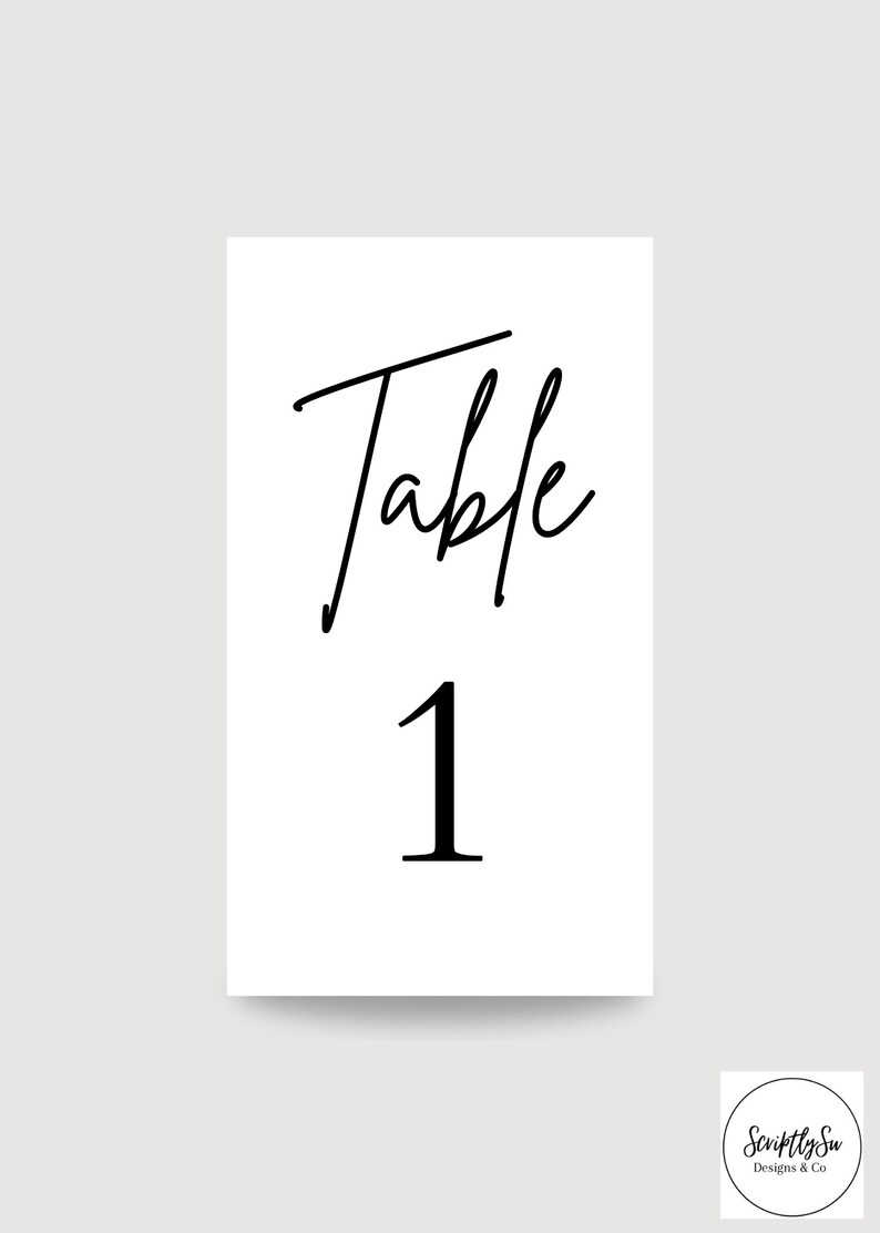INSTANT DOWNLOAD Minimalist Table Number - 5x7 - Table Numbers ...